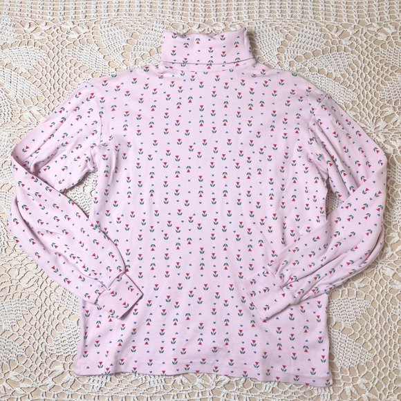 Skyr | Shirts & Tops | Vintage 98s Skyr Girls 1416 Pink Tulip Floral Turtleneck Long Sleeve ...